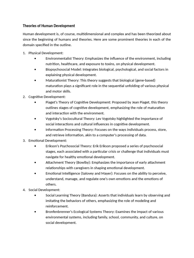 Theories of Human Development | PDF | Developmental Psychology ...