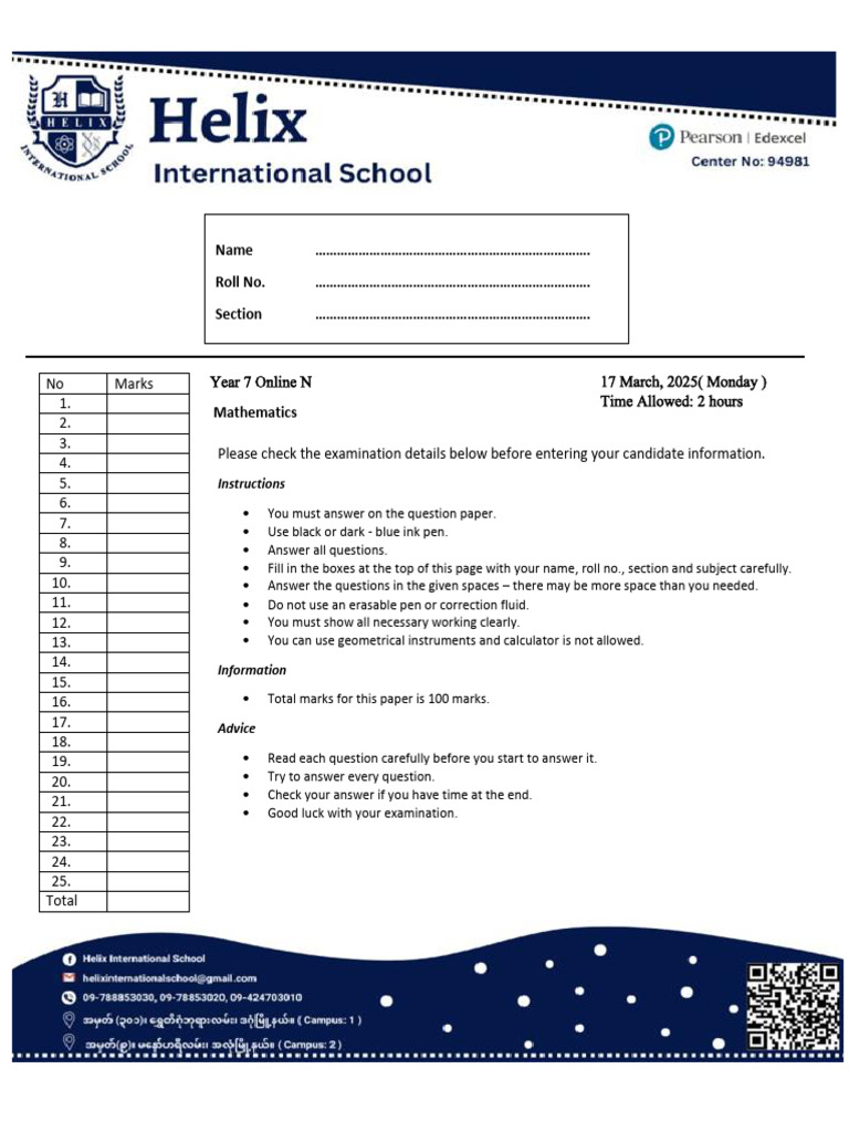 LS - Ol-N (Mathematics) Final Exam | PDF | Shape | Triangle