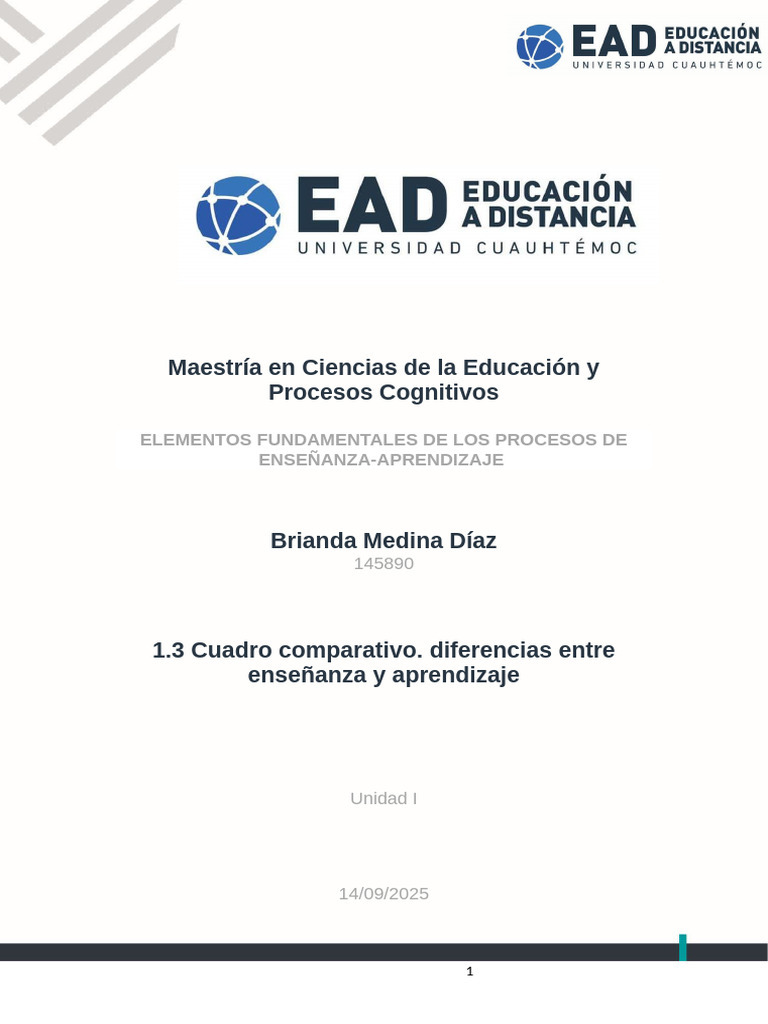 1.3 Cuadro Comparativo Medina Brianda | PDF | Aprendizaje | Enseñando