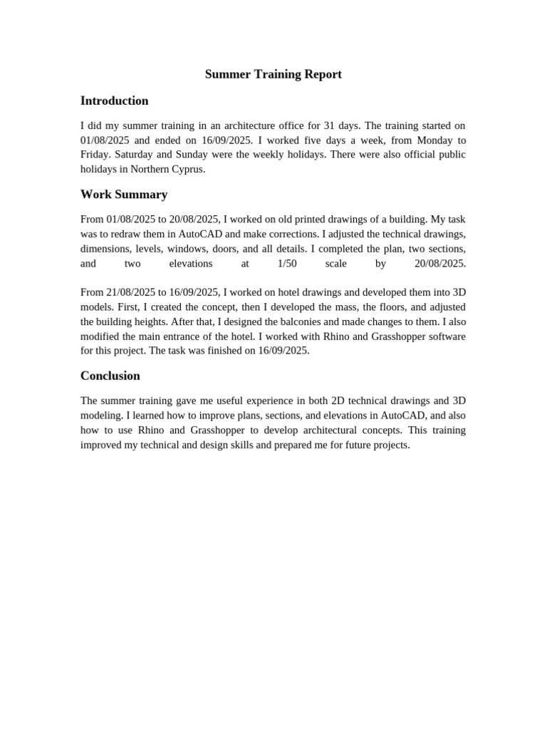 Summer Training Report | PDF