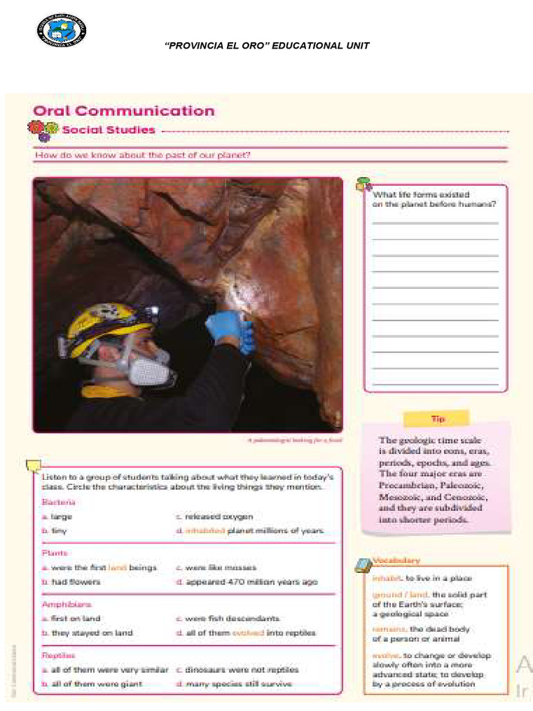 English Worksheet for Provincia El Oro | PDF