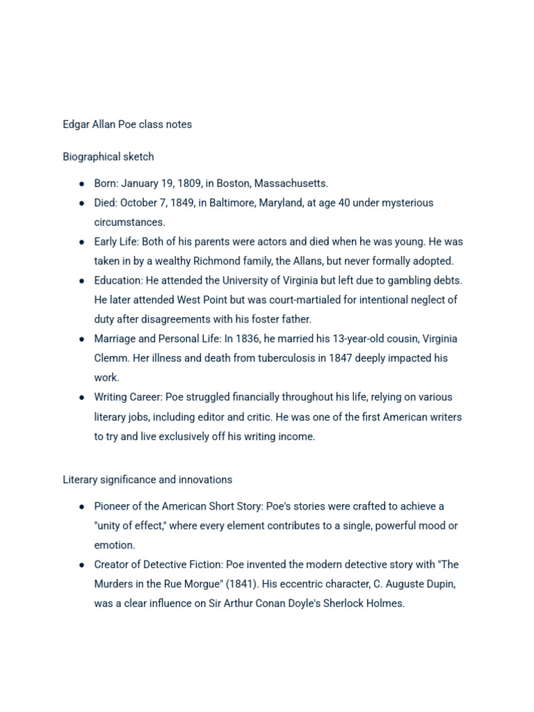 Poe | PDF | Edgar Allan Poe | Detective Fiction