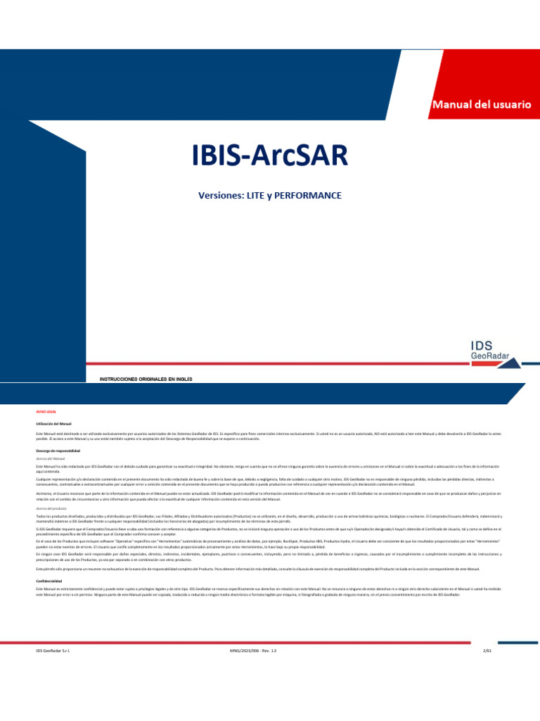 Manual de Usuario IBIS-ArcSAR LITE y PERFORMANCE | PDF | Antena (Radio ...