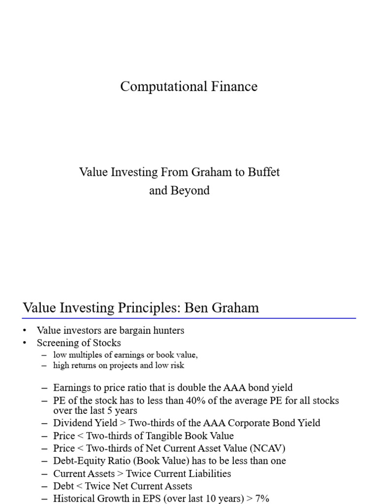 11 - Value Investing From Graham To Buffet and Beyond 30.08.2025 | PDF ...