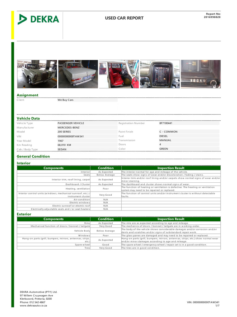 Https Webuycarssa - Blob.core - Windows.net Dekra-Reports 1661500 | PDF ...