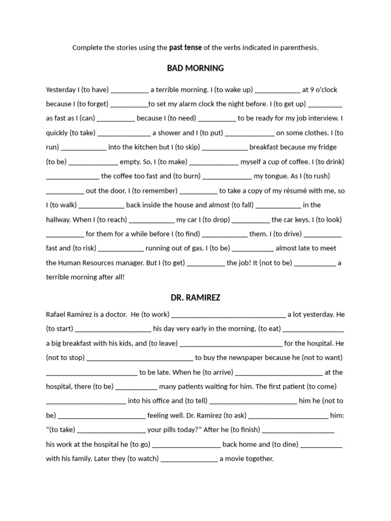 Worksheet Past Tense | PDF