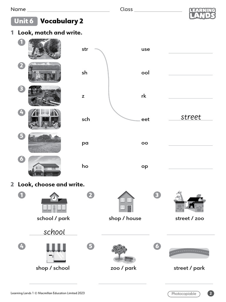 LL1 Worksheets U6 Vocabulary 2 | PDF