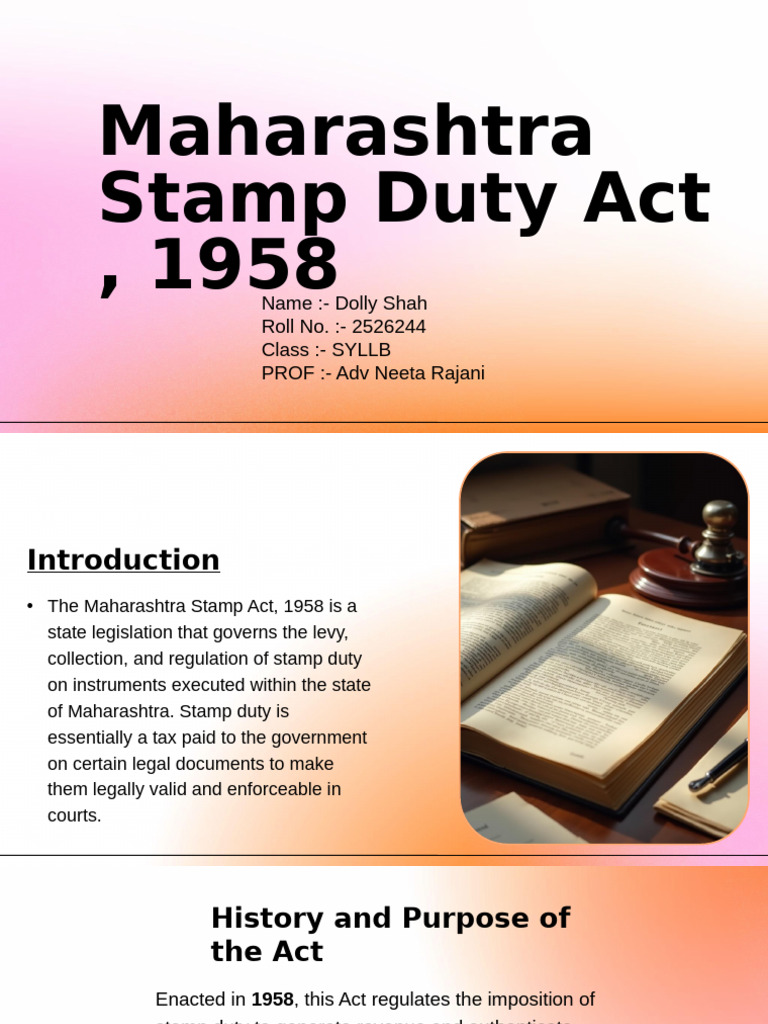 Maharashtra Stamp Duty Act Overview | PDF