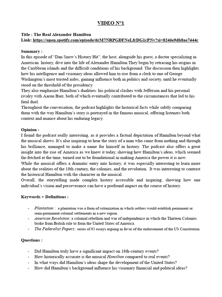 Exploring Alexander Hamilton's Legacy | PDF | Alexander Hamilton | The ...