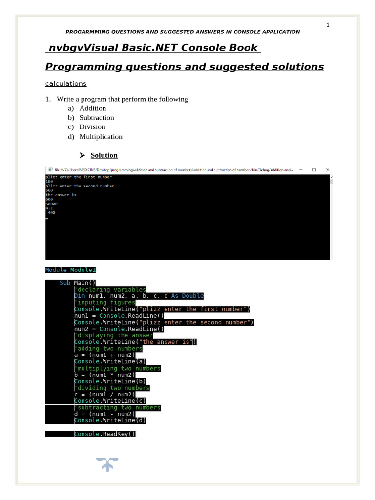 Console Questions and Answers Programming | PDF | Computer Terminal | Algorithms
