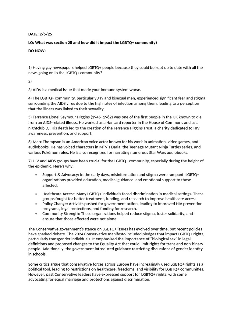 What Was Section 28 and How Did It Impact the LGBTQ+ Community | PDF ...