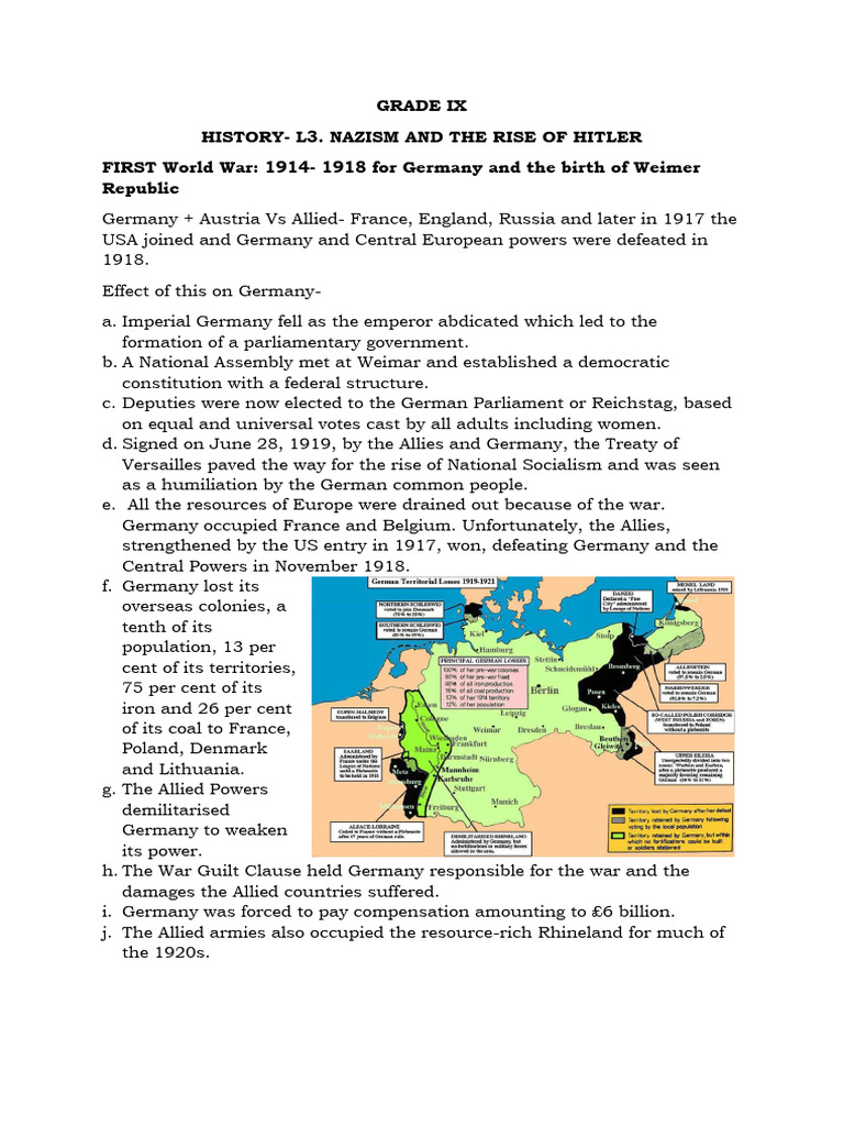Hist. L3 Nazism and The Rise of Hitler Study Material | PDF | Nazi ...