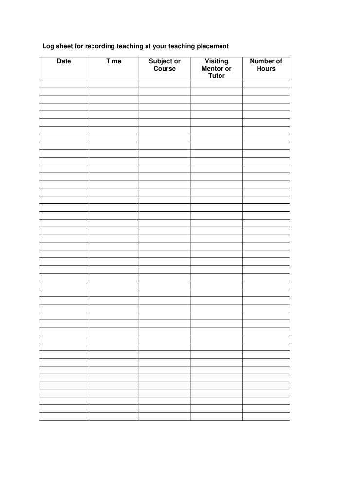 Teaching Placement Log Sheet Template | PDF