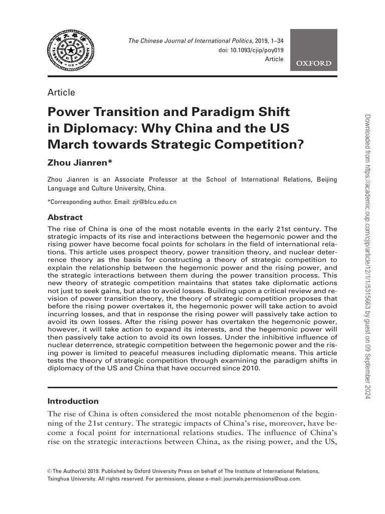Zhou (2019) - Power Transition and Paradigm Shift in Diplomacy - Why ...