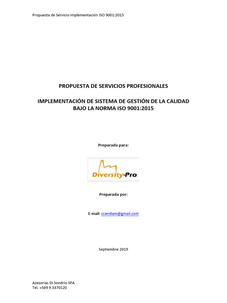 Implementación de SGC de Calidad ISO 9001 - 2015 Diversity | PDF ...
