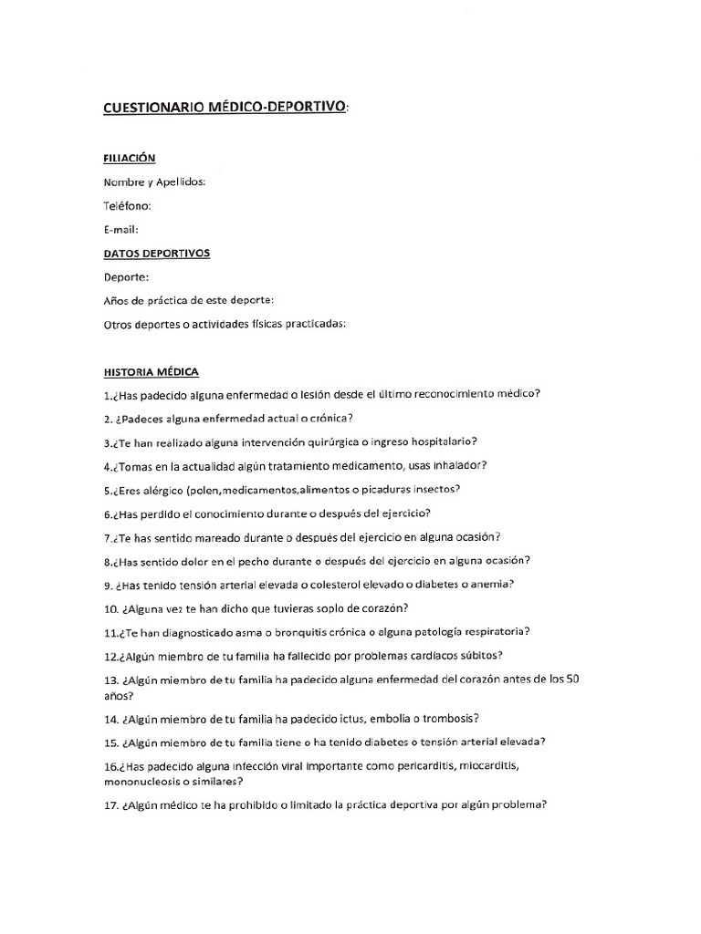 Cuestionario Reco Medico 25-26 | PDF