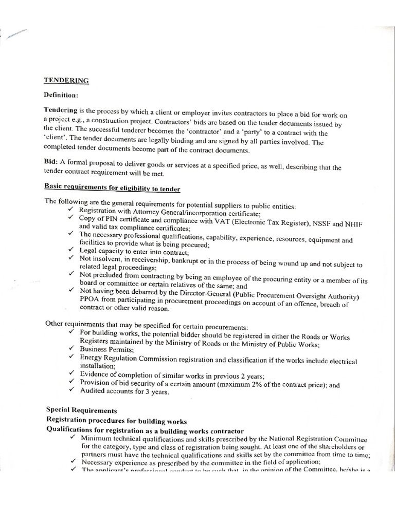 Tendering Notes PDF-2 | PDF