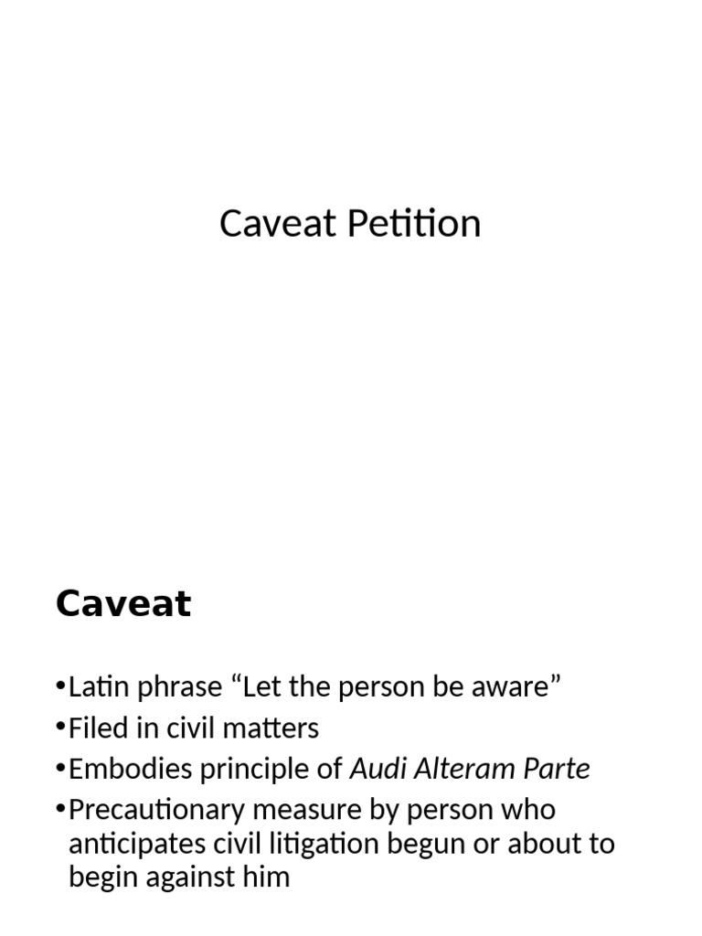 Understanding Caveat Petitions in Law | PDF | Lawsuit | Leasehold Estate