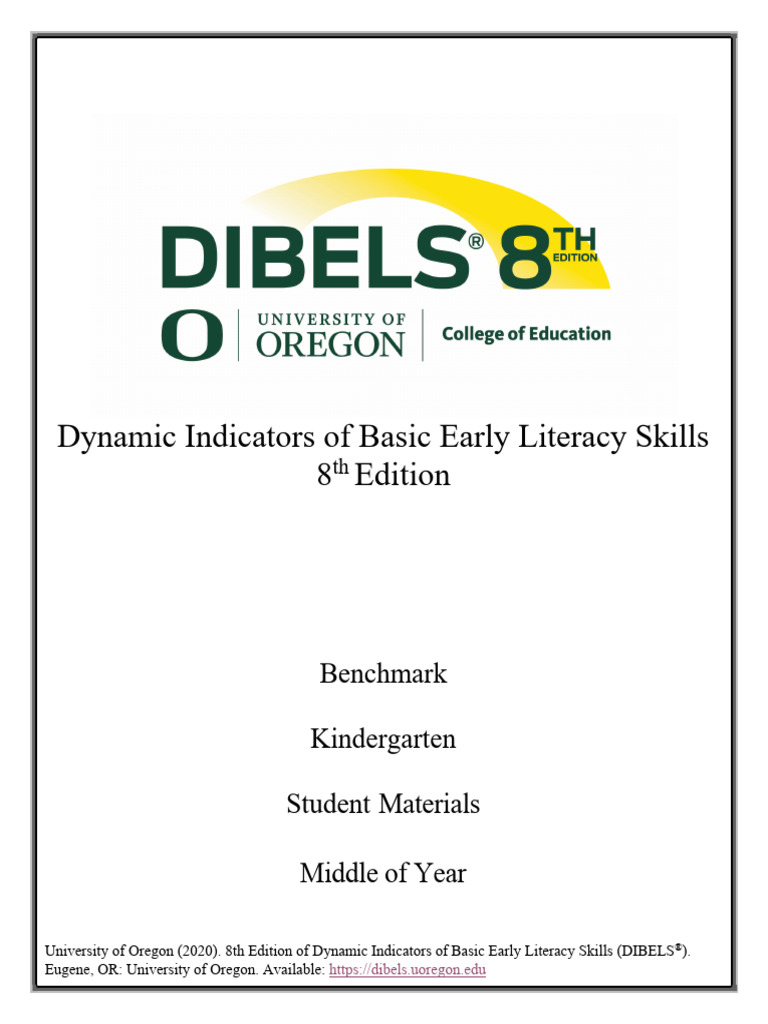 Dibels 8 Benchmark K Student 2020 MOY | PDF | Standardized Tests