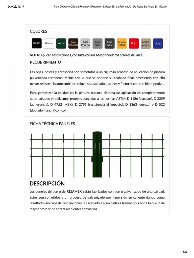 Ficha Técnica Reja | PDF
