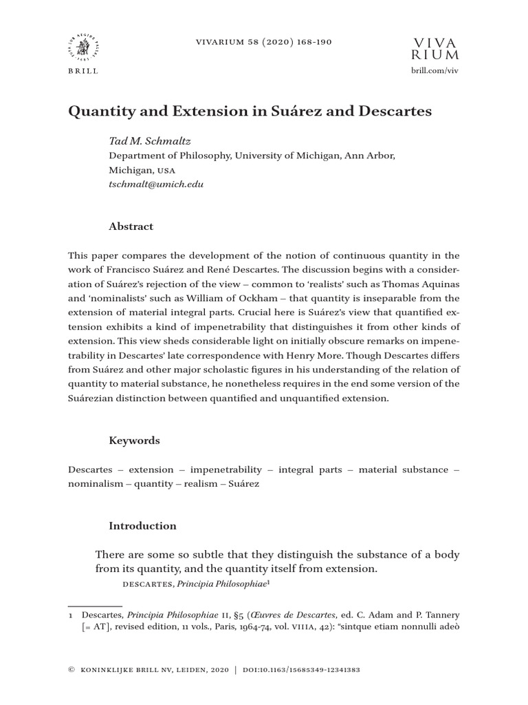 Quantity | PDF | Substance Theory | René Descartes