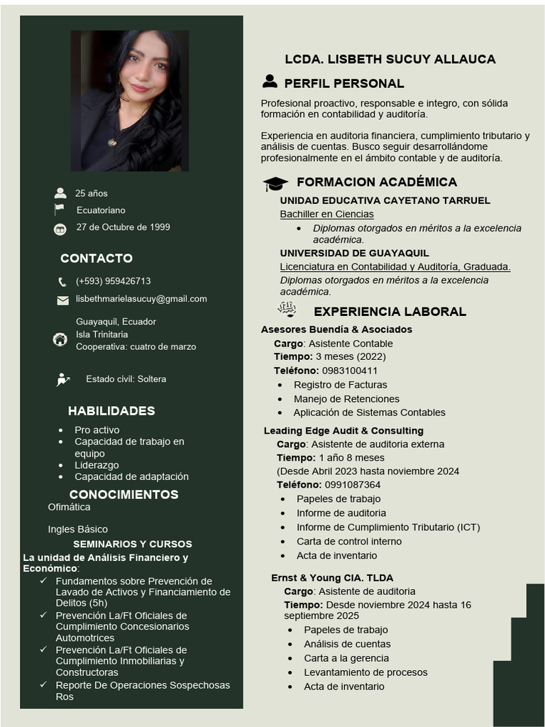 CV - Sucuy Lisbeth-2 | PDF | Auditoría | Contabilidad