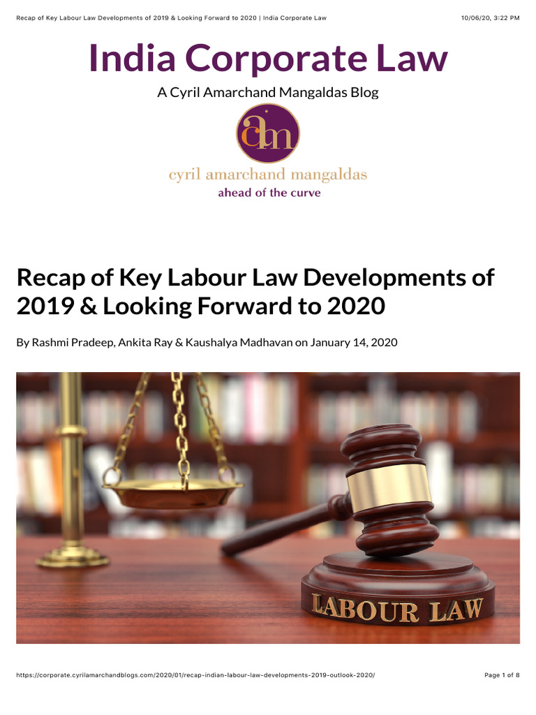 Recap of Key Labour Law Developments of 2019 - Looking Forward To 2020 ...