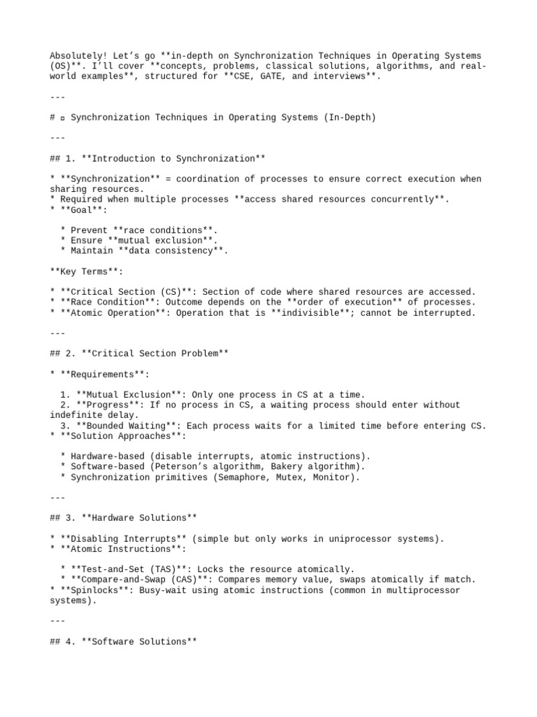 Introduction To Synchronization Cse | PDF | Computer Programming | Computer Architecture
