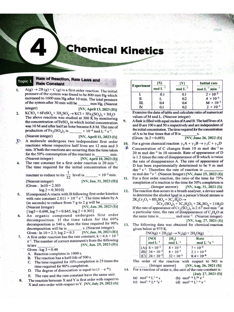 Chemical Kinetics DPP | PDF