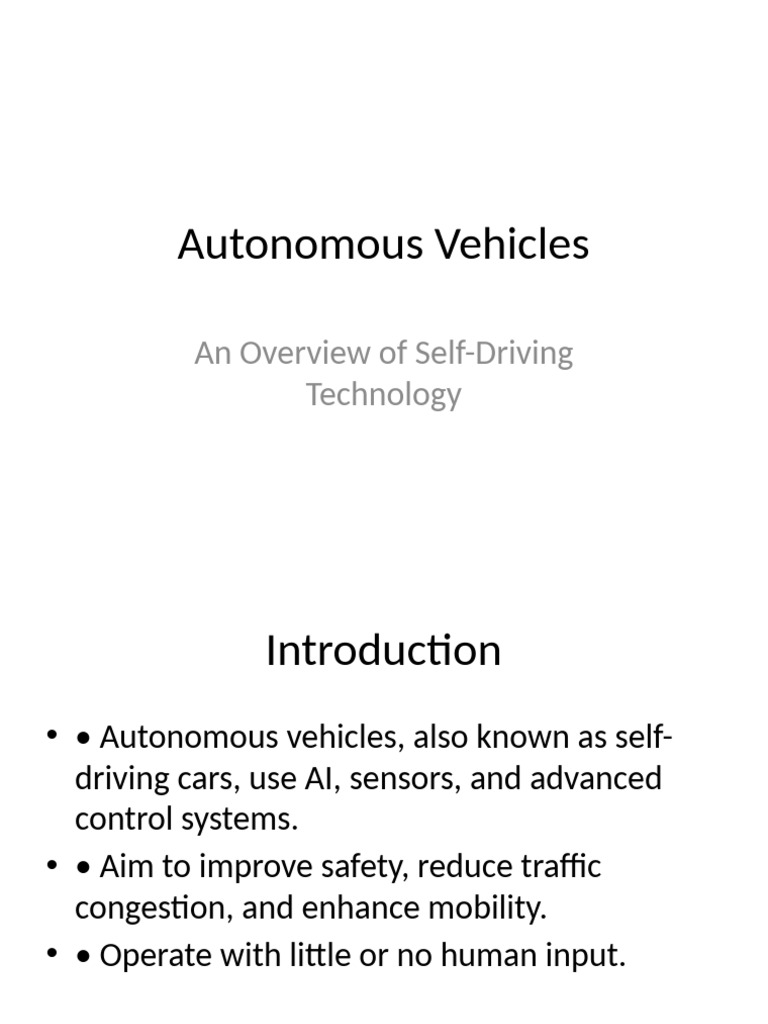 Autonomous Vehicles Presentation | PDF