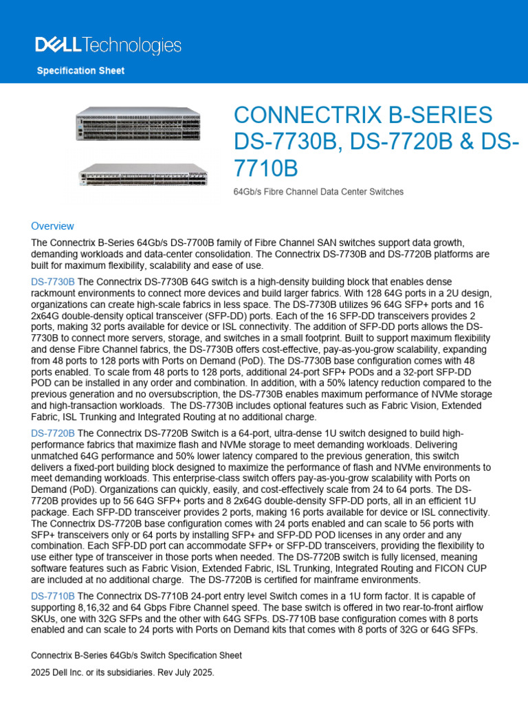 Connectrix B-Series Ds-7730b, Ds-7720b & Ds-7710b | PDF | Network ...