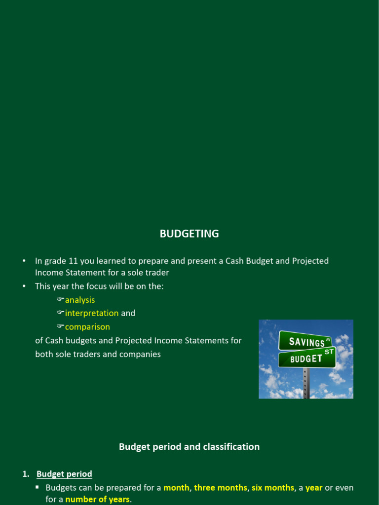 T3 Projected Income Statement and Cash Budget Monyetla | PDF | Credit ...