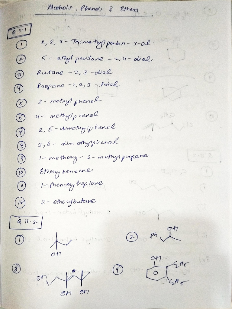 Alcohols, Phenols, Ethers - NCERT (HW) | PDF