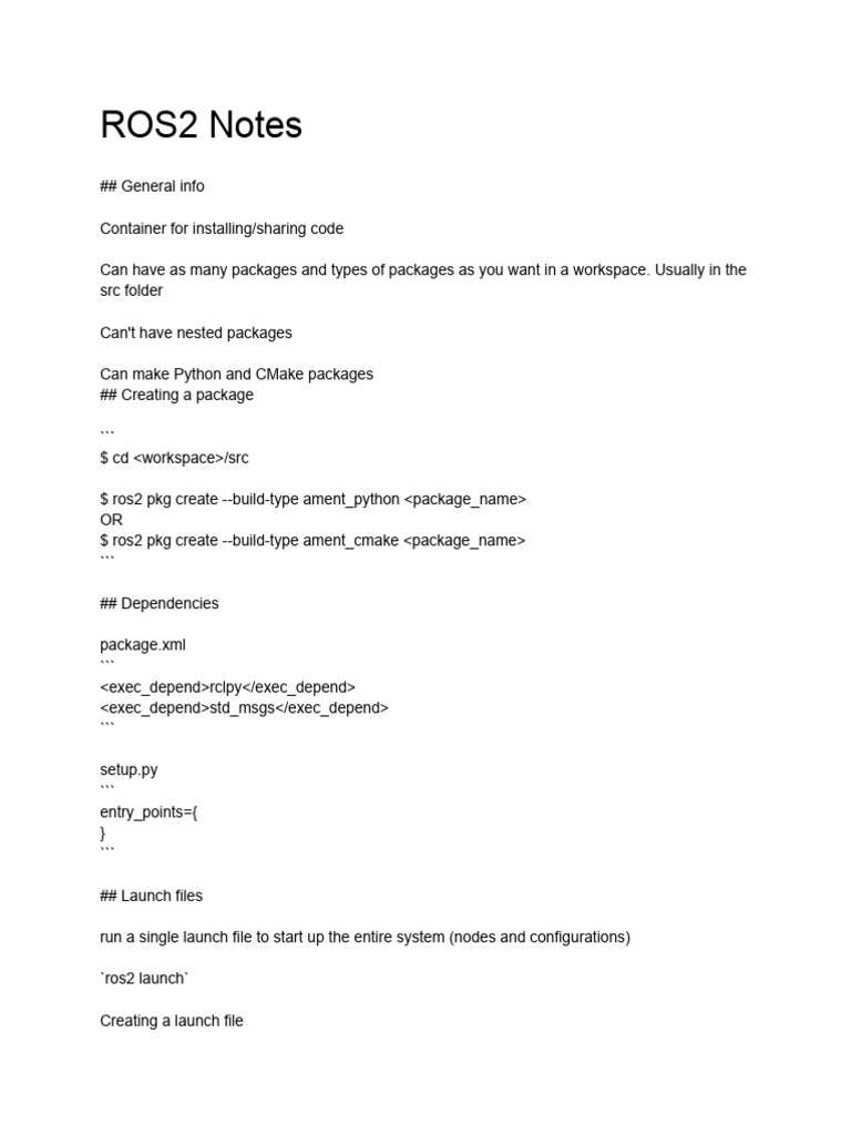ROS2 Notes | PDF