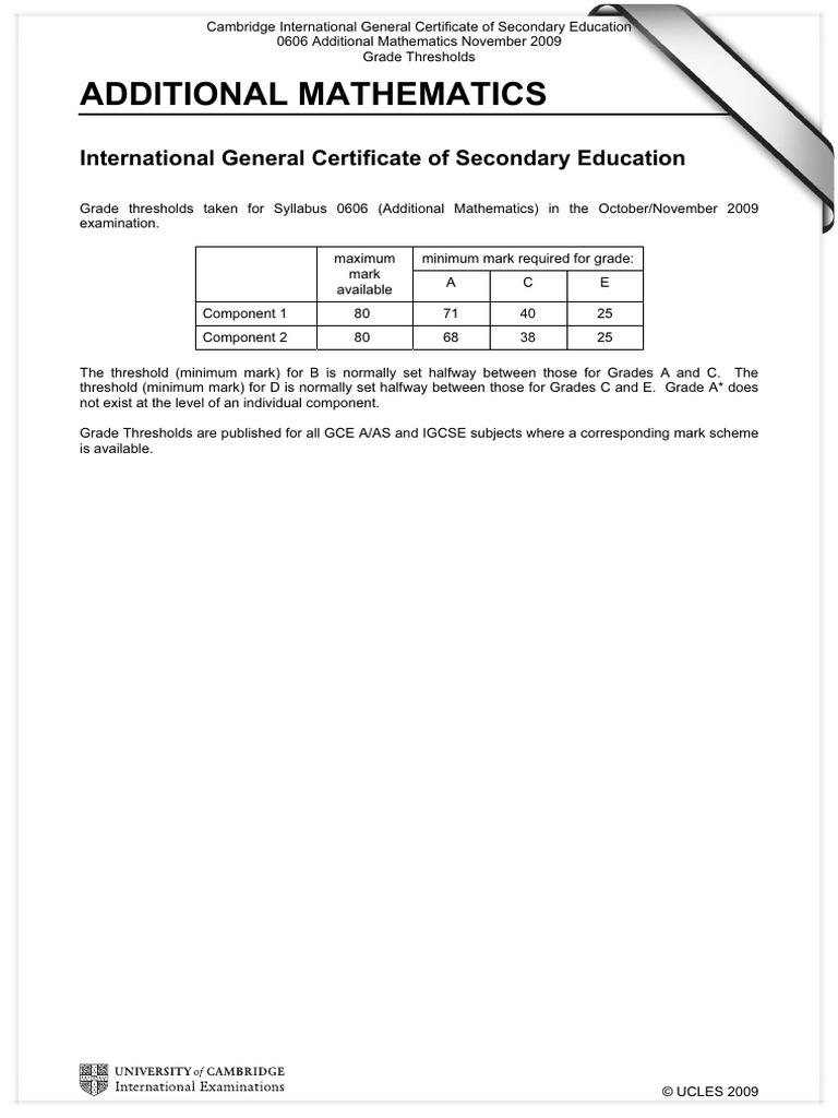 Additional Mathematics: International General Certificate of Secondary ...