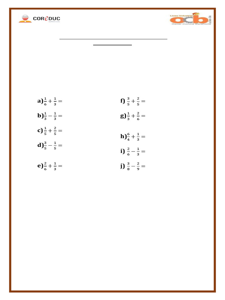 Operaciones con Números Racionales | PDF | Número racional | Álgebra