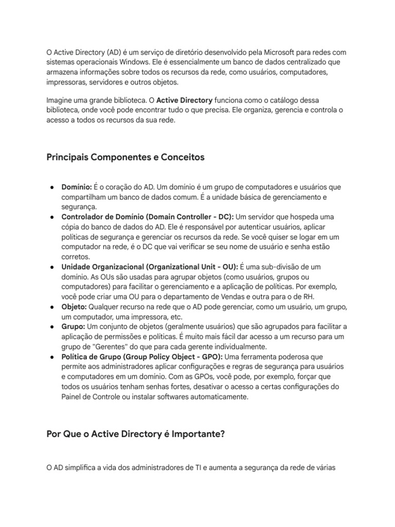 Entendendo o Active Directory: Guia Completo | PDF | Diretório ativo ...
