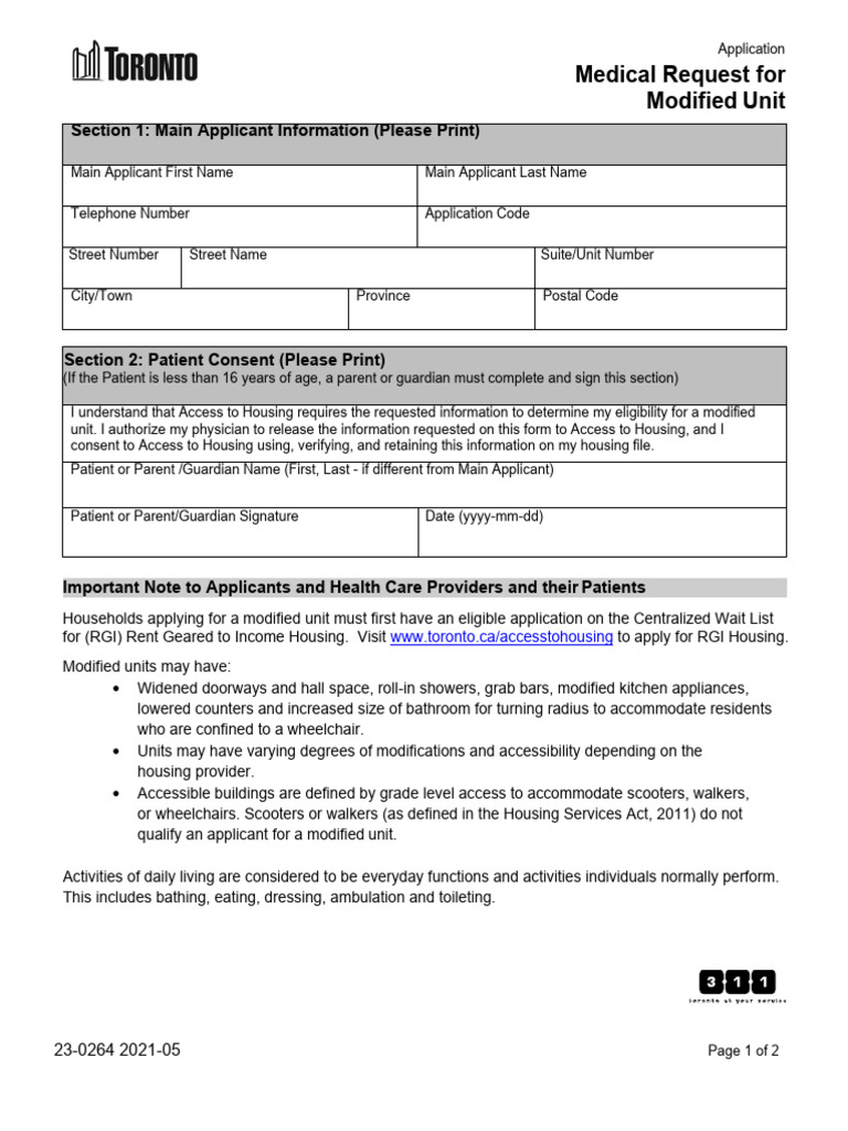 Medical Request for Modified Unit Application | PDF