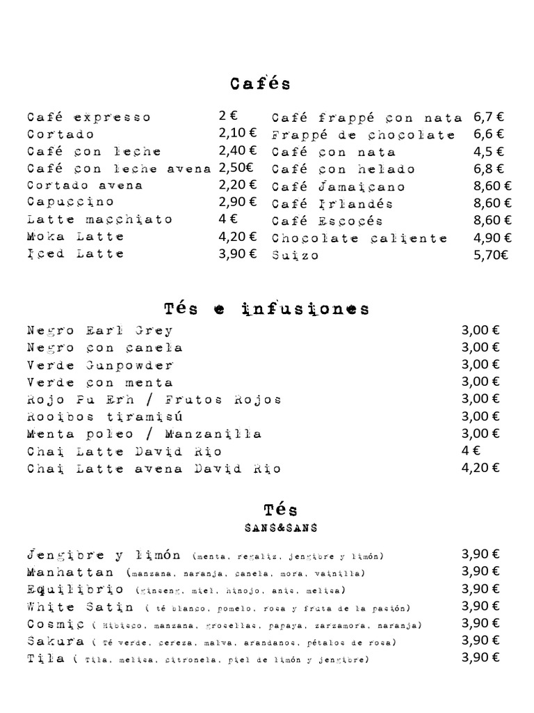 Ceferino - Carta Bar - A5 - Castella QR 2020 | PDF | Helado