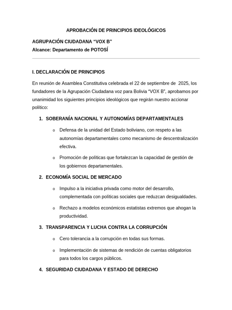 Aprobación de Principios Ideológicos | PDF | Bolivia | Leyes de ...