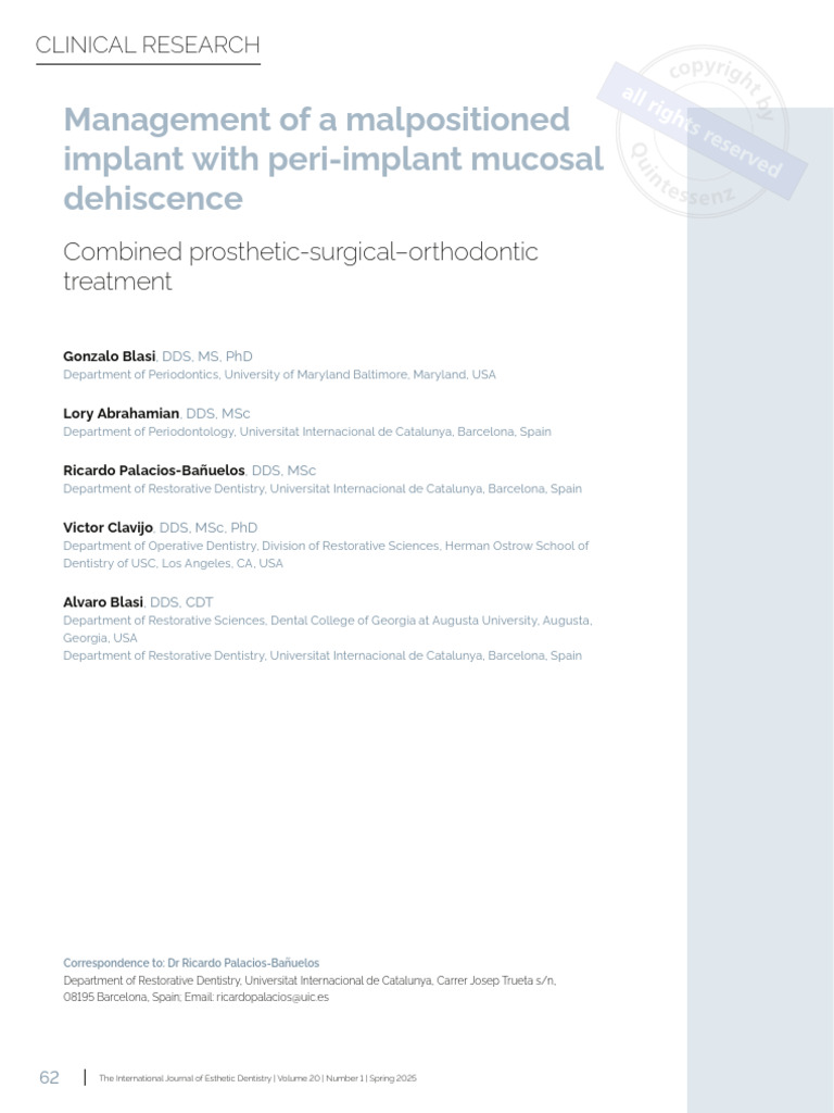 Managing Malpositioned Implants Effectively | PDF | Dental Implant ...