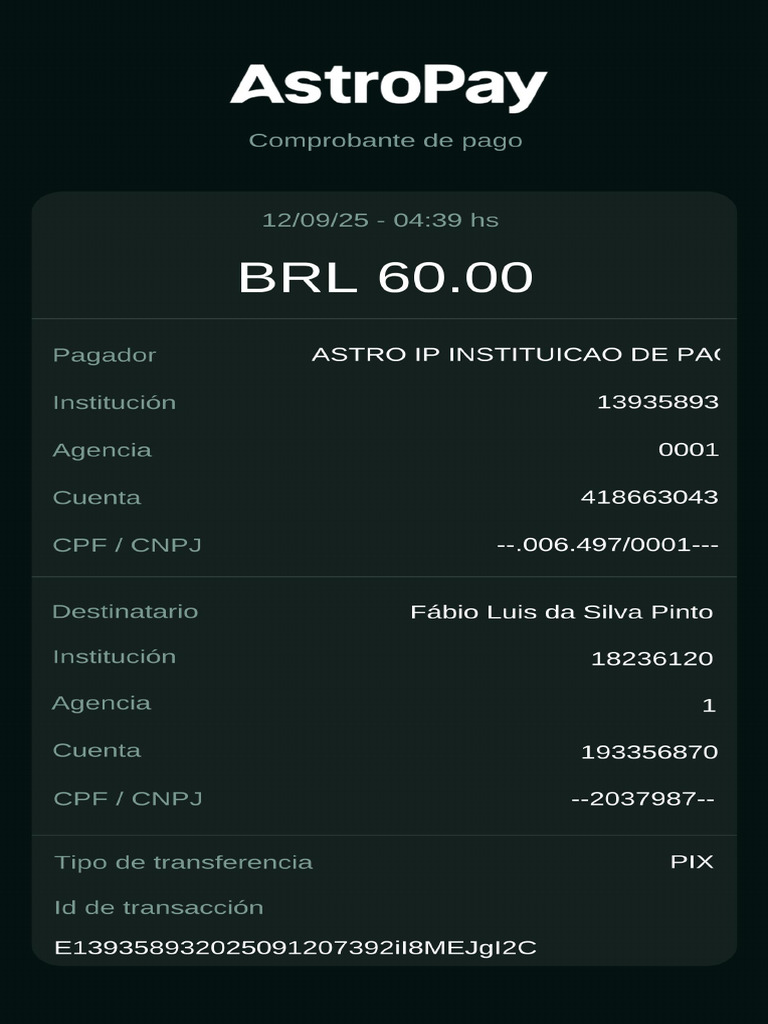 Pix Foreign Payment Receipt | PDF