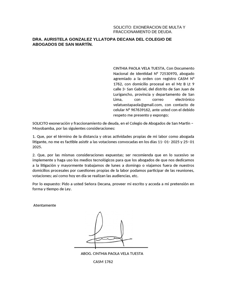 Exoneracion de Deuda | PDF