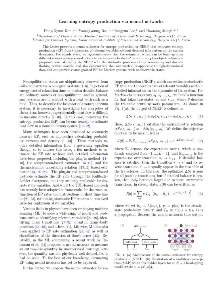 Neural Estimator for Entropy Production | PDF | Non Equilibrium ...