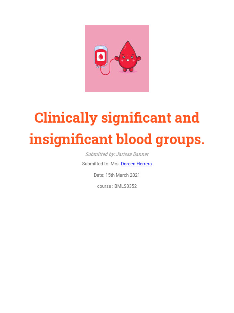 Significant and Insignificant Blood Groups | PDF | Blood Type | Pathology