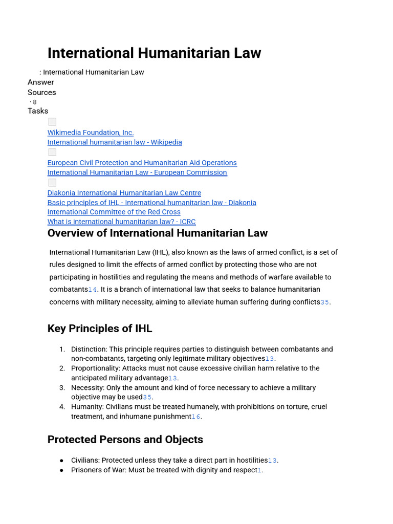 Key Principles of International Humanitarian Law | PDF | International ...