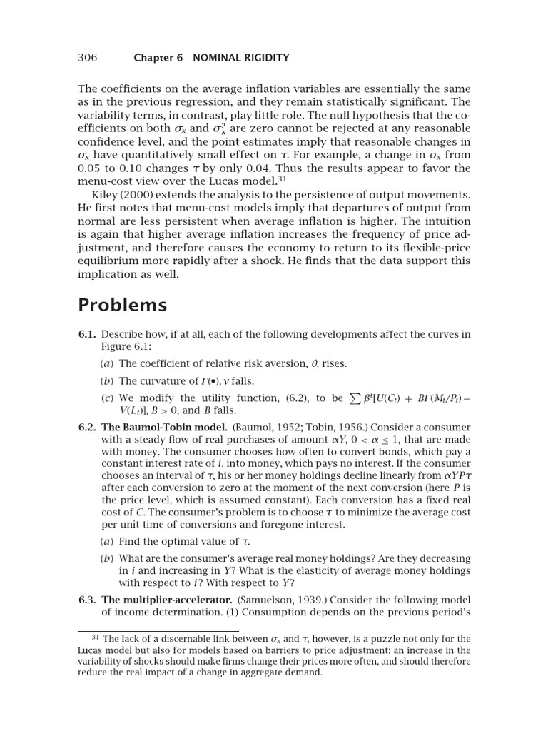 c6 Problems, Advanced Macroeconomics David Romer | PDF | Economic Equilibrium | Phillips Curve