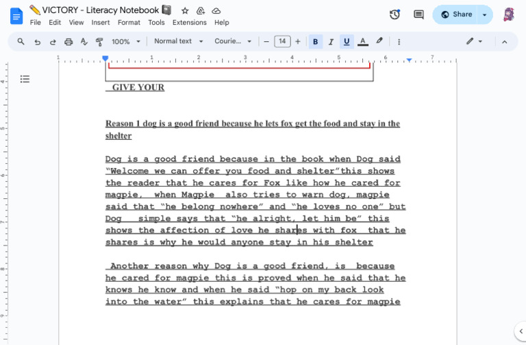 VICTORY - Literacy Notebook ? | PDF