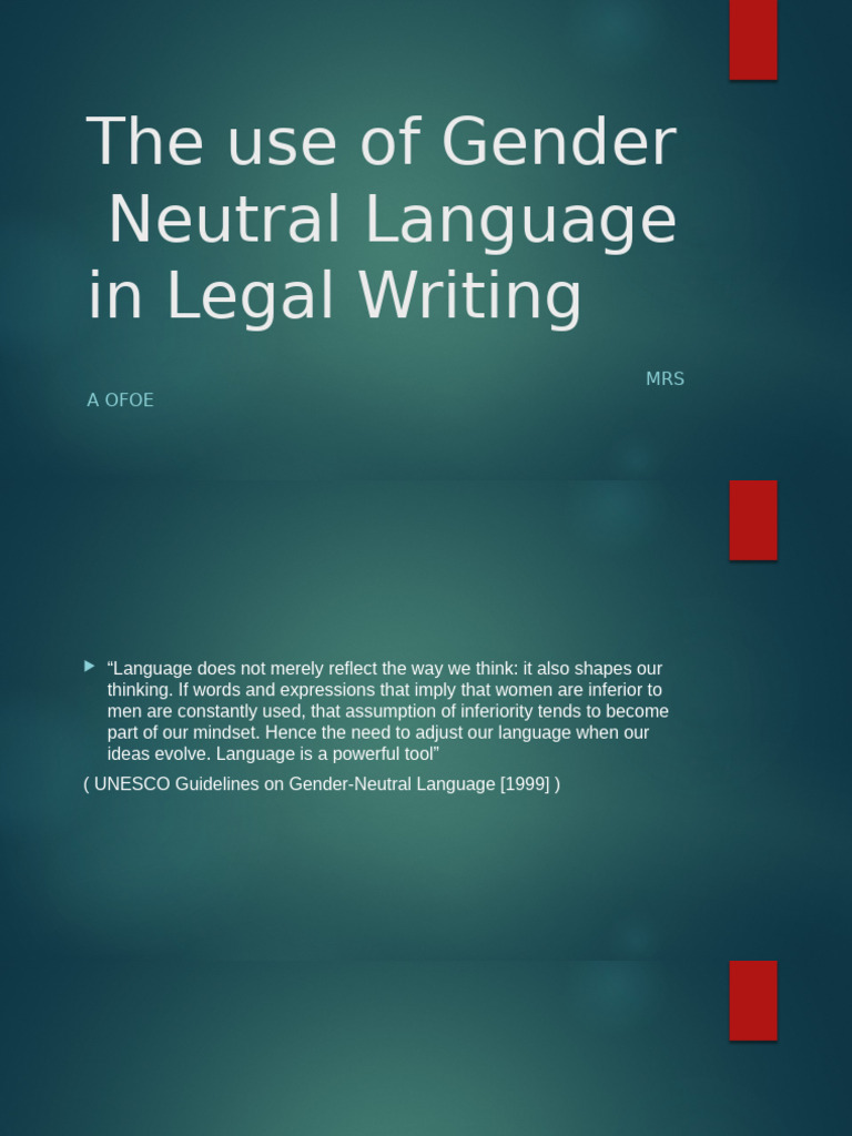 The Use of Gender - Neutral Language in | PDF | Gender | Gender Studies
