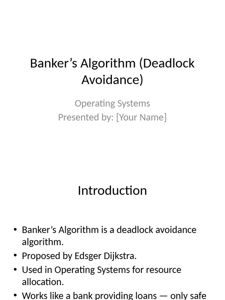 Bankers Algorithm Complete Presentation | PDF